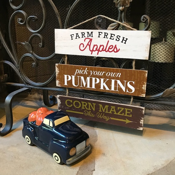 Accents | Ceramic Fall Pickup Truck And Hanging Sign | Poshmark